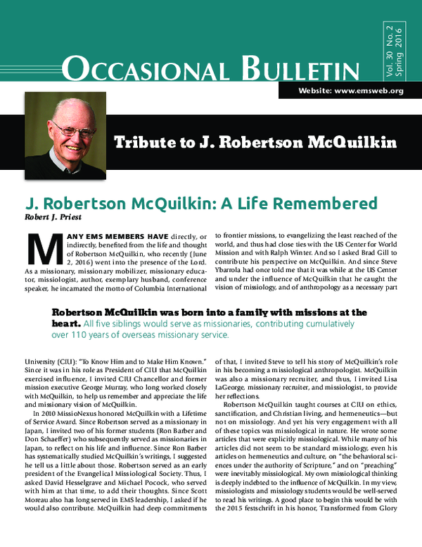 (PDF) J. Robertson McQuilkin: A Life Remembered