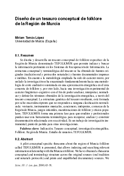 (PDF) Diseño de un tesauro conceptual de folklore de la Región de Murcia