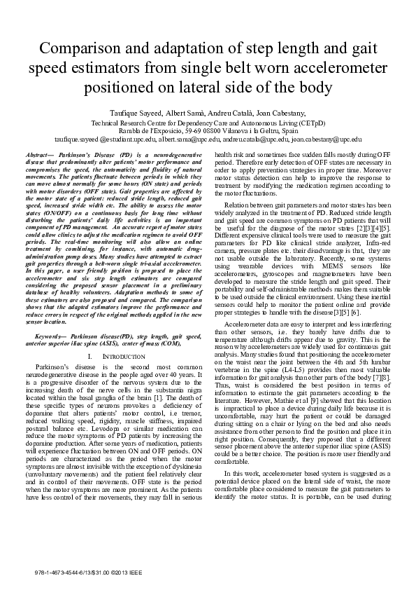 (PDF) Comparison and adaptation of step length and gait speed ...