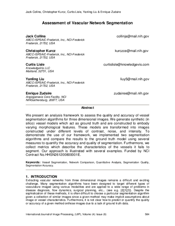 Pdf Assessment Of Vascular Network Segmentation