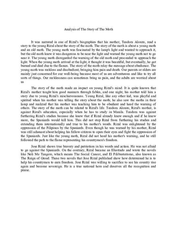 (DOC) Analysis of The Story of The Moth