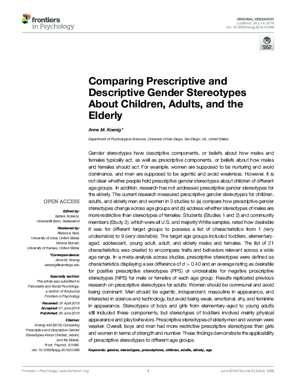 Pdf Comparing Prescriptive And Descriptive Gender Stereotypes About 0982