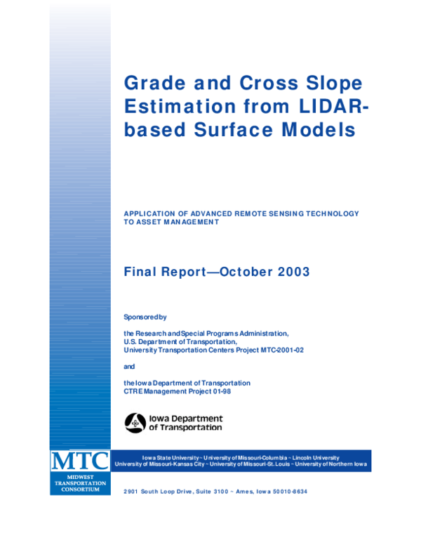 (PDF) Grade and cross slope estimation from LiDAR-based surface models