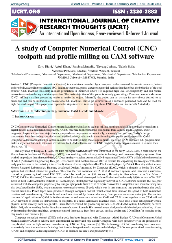 (PDF) A Study of Computer Numerical Control (CNC) Toolpath and Profile ...