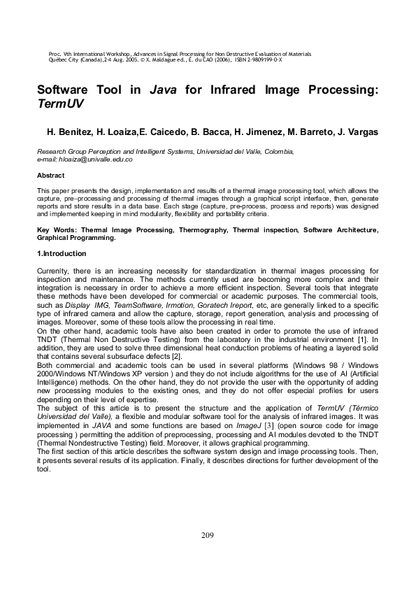 (PDF) Software Tool in Java for Infrared Image Processing: TermUV