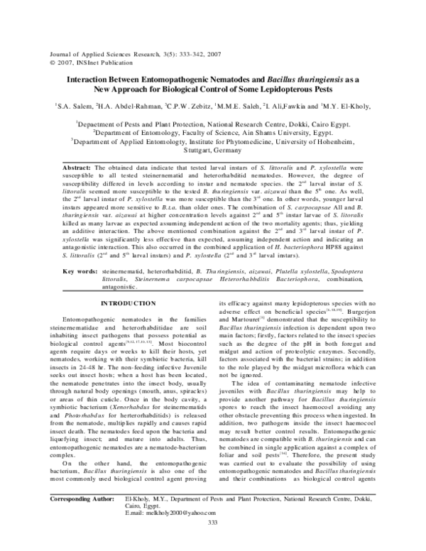(PDF) Interaction between entomopathogenic nematodes and ...