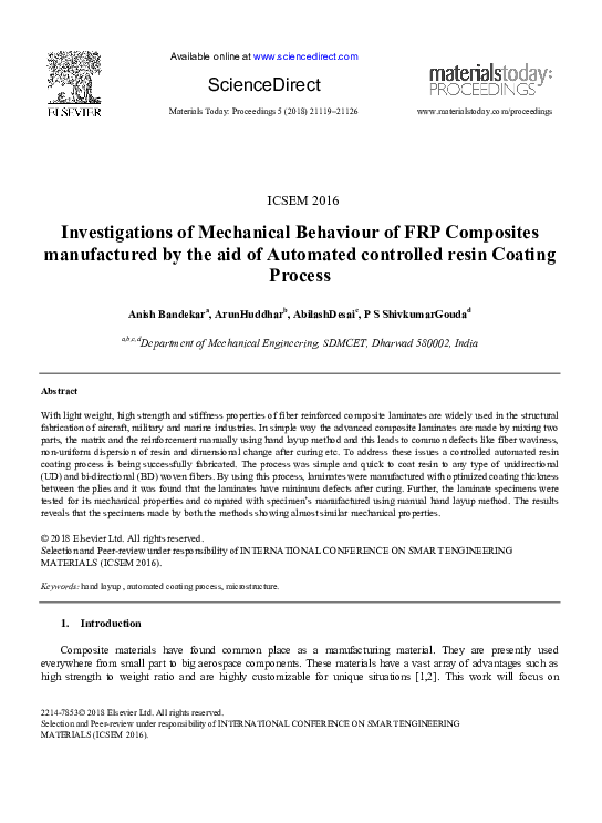(PDF) Investigations of Mechanical Behaviour of FRP Composites ...