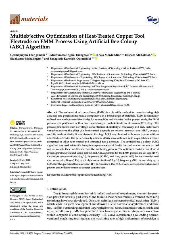 (PDF) Multiobjective Optimization of Heat-Treated Copper Tool Electrode ...
