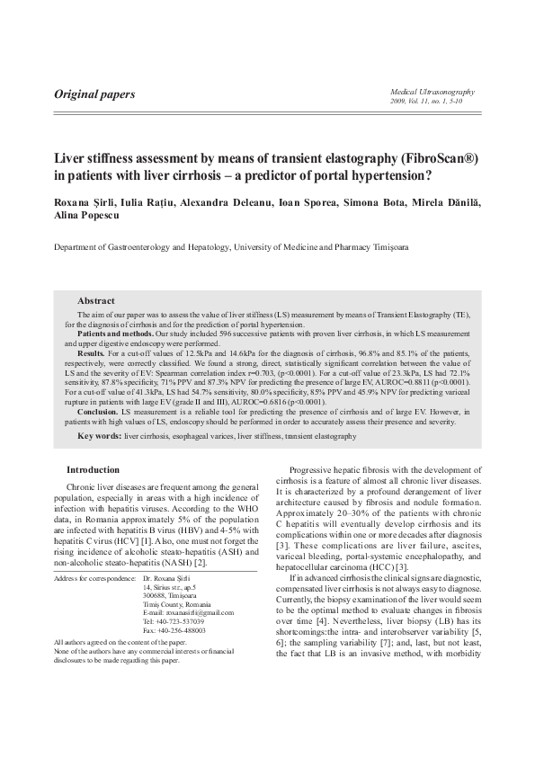 (PDF) Liver stiffness assessment by means of transient elastography ...