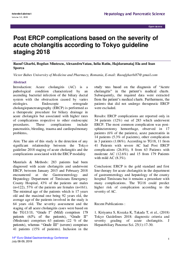 (PDF) Post ERCP complications based on the severity of acute ...