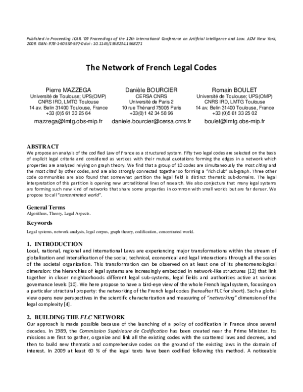 (PDF) The Network of French Legal Codes