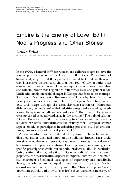 (PDF) Empire is the Enemy of Love: Edith Noor's Progress and Other Stories