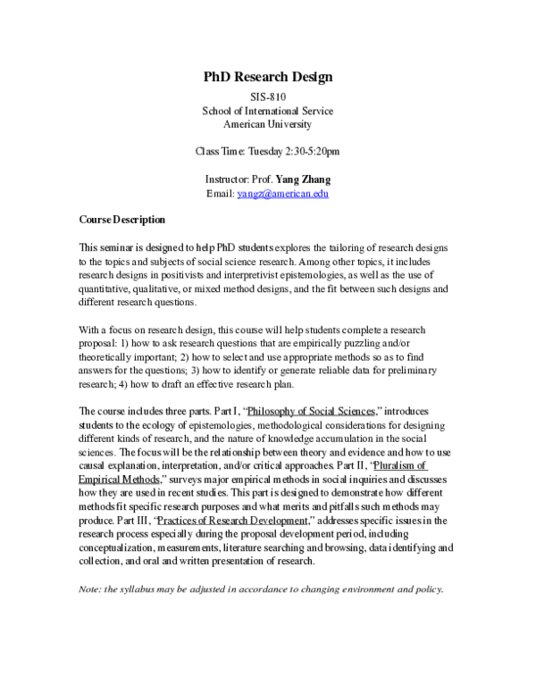(PDF) PhD Research Design_Syllabus