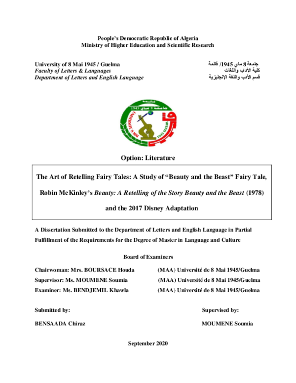 (PDF) The Art of Retelling Fairy Tales: A Study of “Beauty and the ...