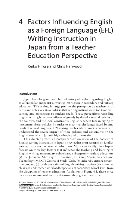 (PDF) Factors Influencing English as a Foreign Language (EFL) Writing ...