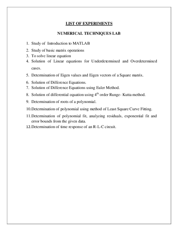 (PDF) Lab Manual Numerical Technique