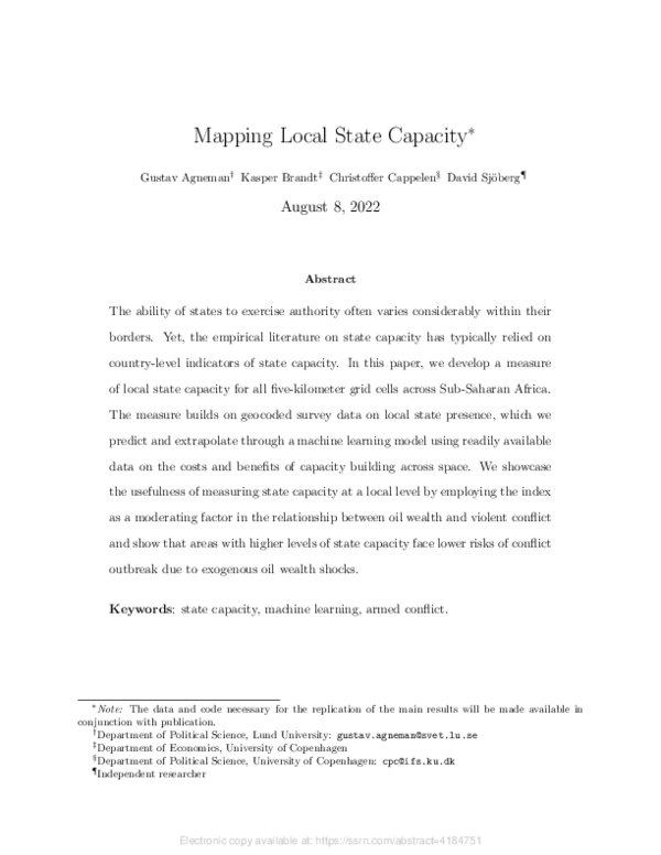 (PDF) Mapping Local State Capacity