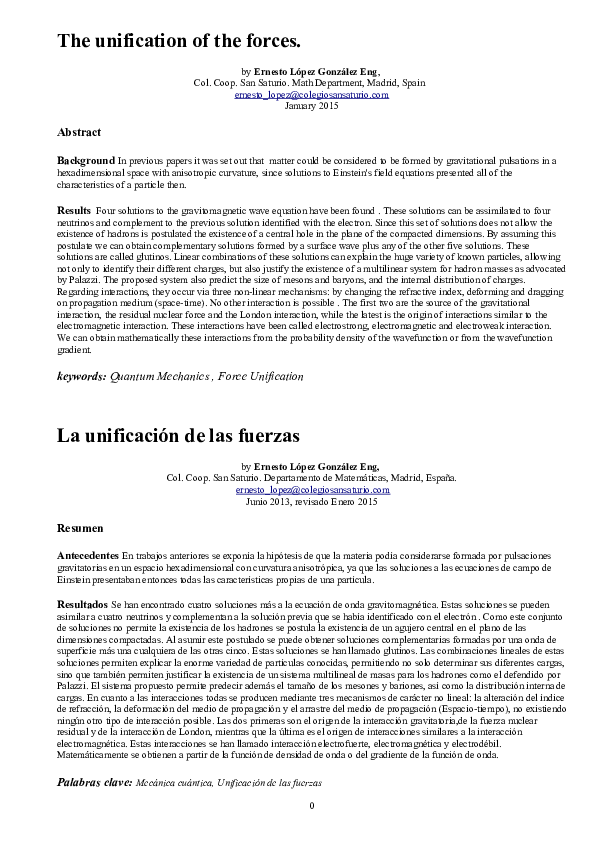 (PDF) The Unification of the Forces