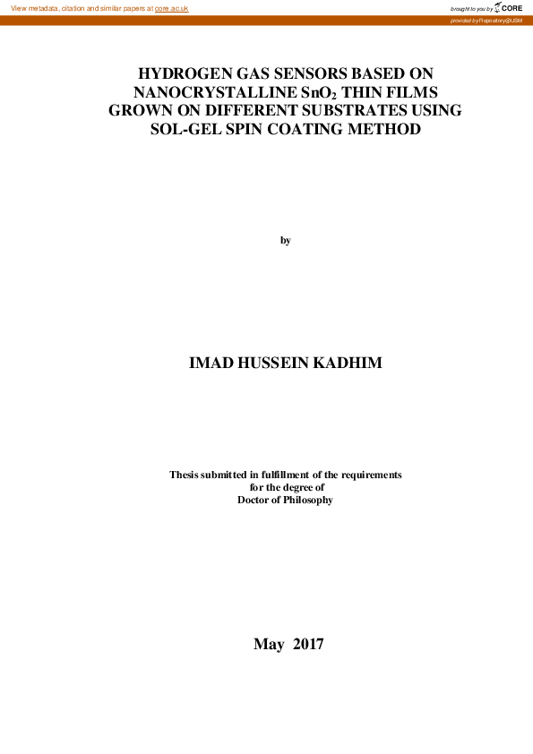 (PDF) Hydrogen Gas Sensors Based On Nanosrystalline SnO2 Thin Films ...