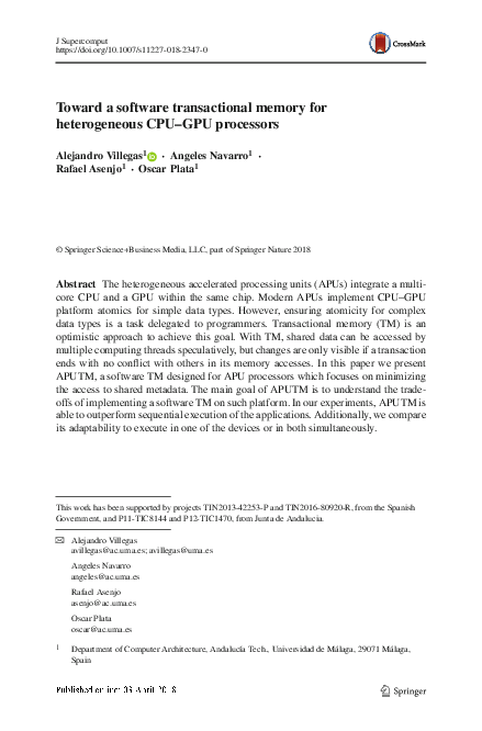 (PDF) Toward a software transactional memory for heterogeneous CPU–GPU processors
