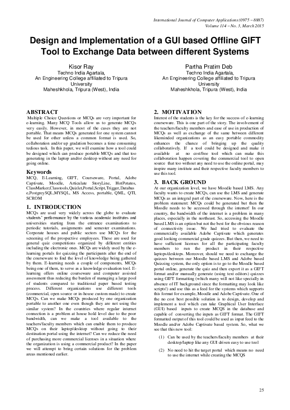 (PDF) Design and Implementation of a GUI based Offline GIFT Tool to ...