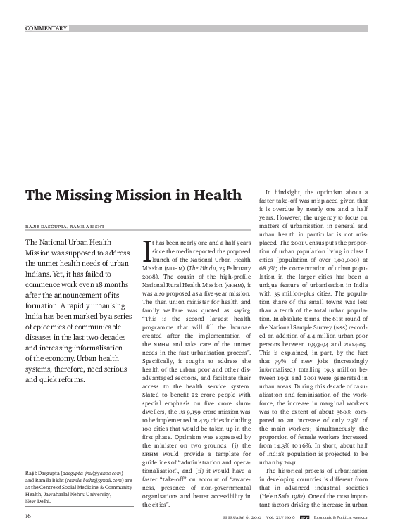 (PDF) The Missing Mission in Health