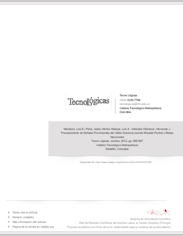 (PDF) Procesamiento de Señales Provenientes del Habla Subvocal usando ...