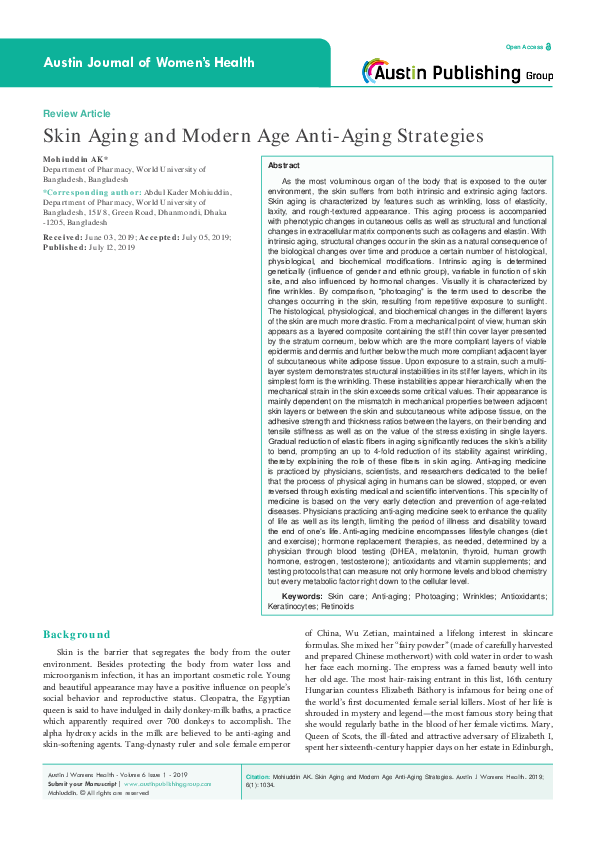 (PDF) Skin Aging and Modern Age Anti-Aging Strategies