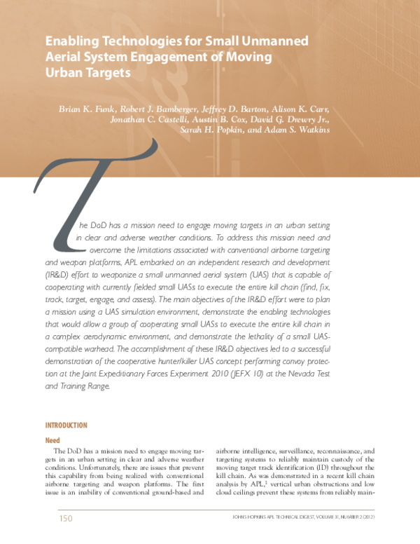 (PDF) Enabling Technologies for Small Unmanned Aerial System Engagement ...