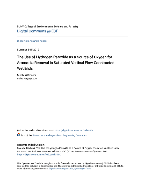 (PDF) The Use of Hydrogen Peroxide as a Source of Oxygen for Ammonia ...