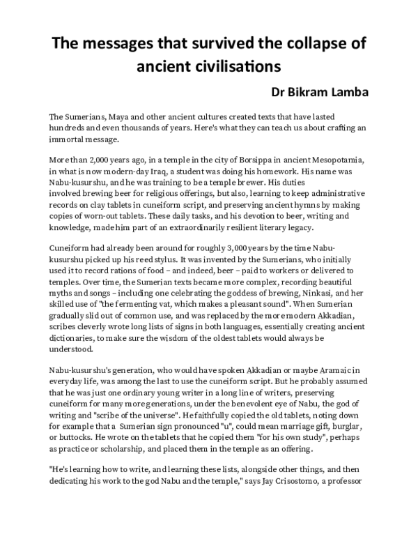 (DOC) The messages that survived collapse of ancient civilisations ...