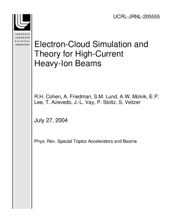 (PDF) Electron-cloud simulation and theory for high-current heavy-ion beams