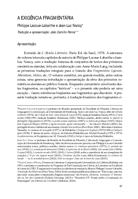 (PDF) A Exigência Fragmentária