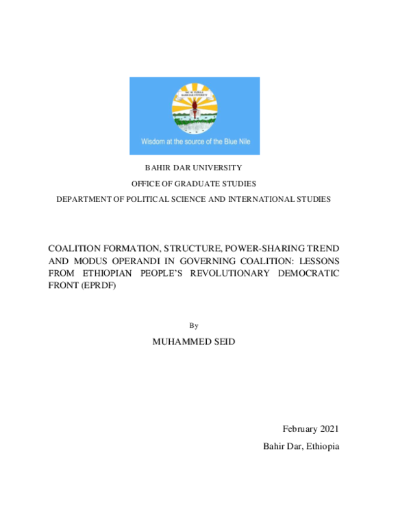 (PDF) COALITION FORMATION, STRUCTURE, POWER-SHARING TREND AND MODUS OPERANDI IN GOVERNING ...