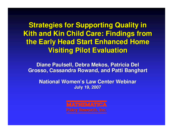 (PDF) Strategies for Supporting Quality in Kith and Kin Child Care ...