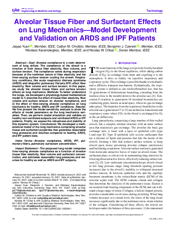(PDF) Alveolar Tissue Fiber and Surfactant Effects on Lung Mechanics ...