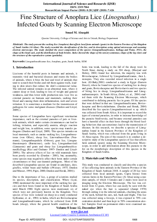 (PDF) Fine Structure of Anoplura Lice (Linognathus) Infected Goats by ...