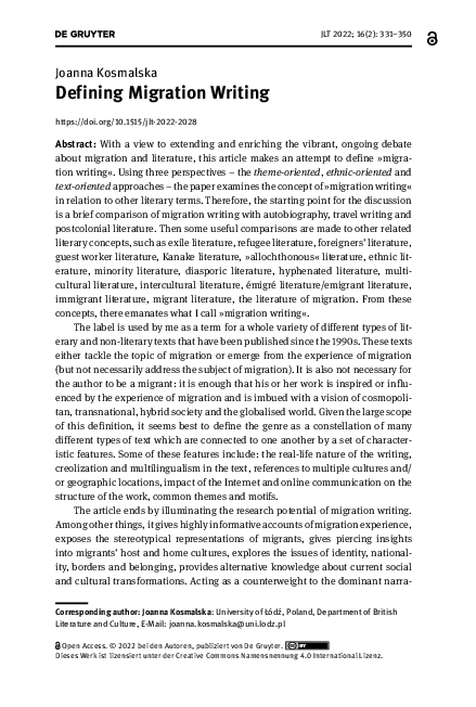 (PDF) Defining Migration Writing