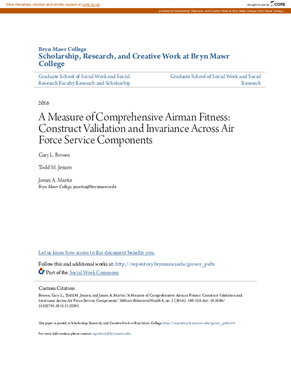 (PDF) A Measure of Comprehensive Airman Fitness: Construct Validation ...