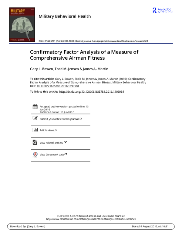 (PDF) Confirmatory Factor Analysis of a Measure of Comprehensive Airman Fitness