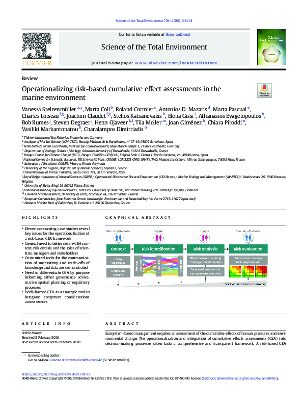 (PDF) Operationalizing risk-based cumulative effect assessments in the marine environment