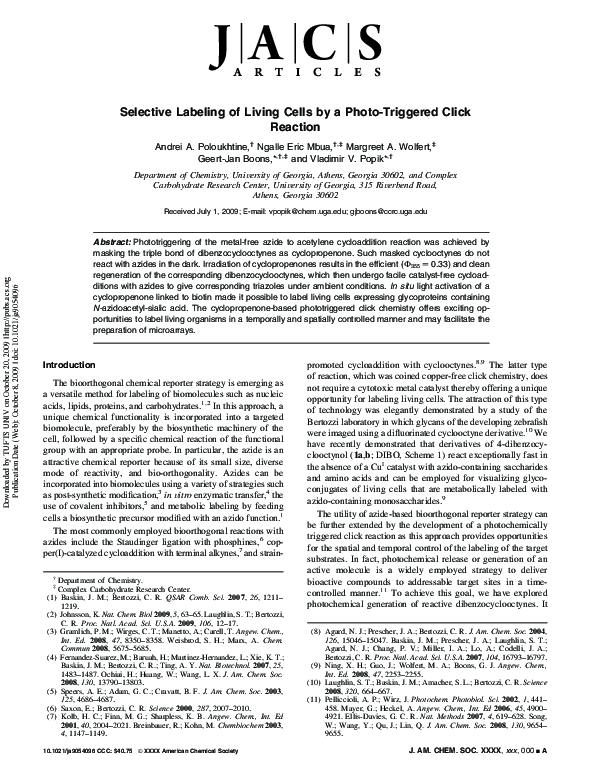 (PDF) Selective Labeling of Living Cells by a Photo-Triggered Click ...