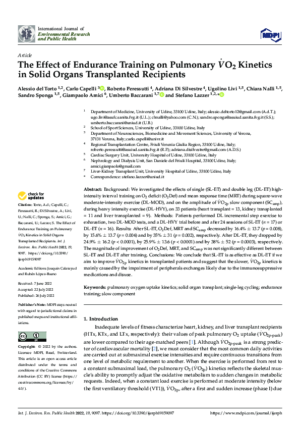 (PDF) The Effect of Endurance Training on Pulmonary V˙O2 Kinetics in ...