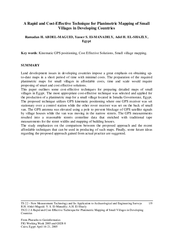 (PDF) A Rapid and Cost-Effective Technique for Planimetric Mapping of ...