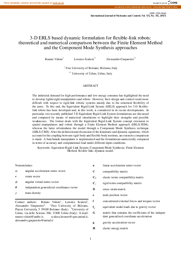 (PDF) 3-D ERLS based dynamic formulation for flexible-link robots ...