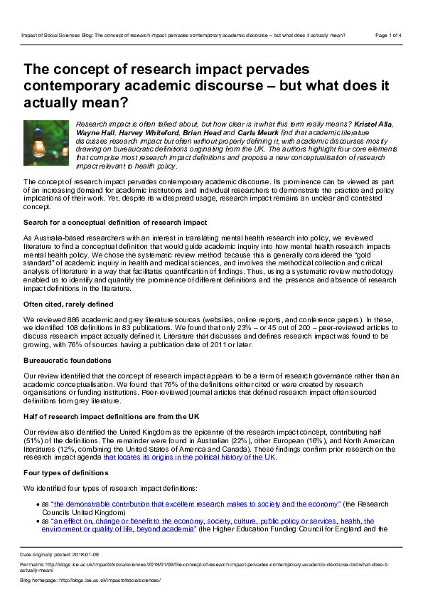 (PDF) The concept of research impact pervades contemporary academic ...