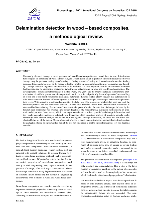 Pdf Delamination Detection In Wood Based Composites Panel Products Using Ultrasonic Techniques