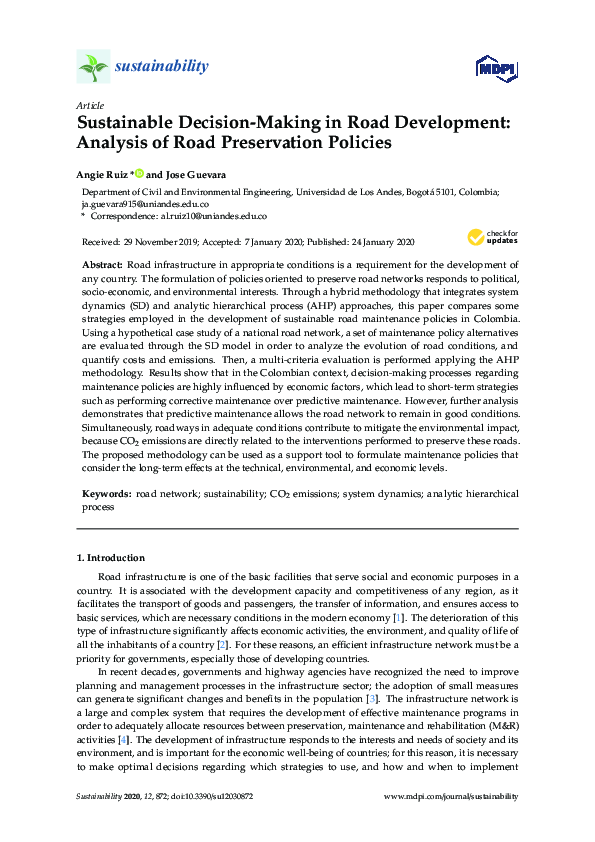 (PDF) Sustainable Decision-Making in Road Development: Analysis of Road ...