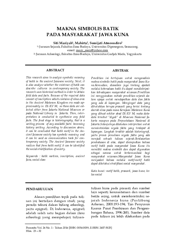 (PDF) Makna Simbolis Batik Pada Masyarakat Jawa Kuna