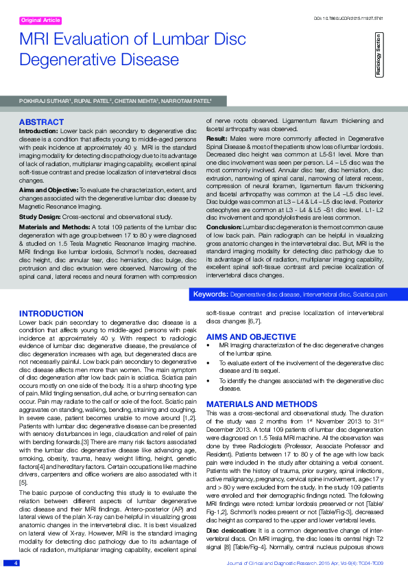 (PDF) MRI Evaluation of Lumbar Disc Degenerative Disease